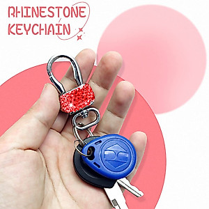 eing Car Key Case Leather Auto Smart Keychain Holder Metal Hook and Keyring Zipper Bag for Remote Key Fob, Bling Crystal Key Ring with Pouch Bag,Handbag Charms Purse Keychain for Women - (5Pack,Red)