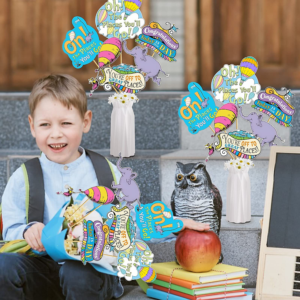 Oh The Places You'll Go Decorations 24Pcs Oh The Places You'll Go Centerpiece Sticks Kindergarten Graduation Party Centerpieces for Tables