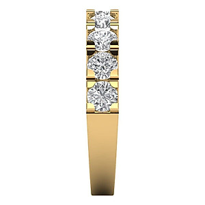 Clara Pucci 1.44 Carat Round Cut Zircon 14k Yellow Gold Stackable Designer Art Deco Everlasting Danity Statement Ring Band Sz 8