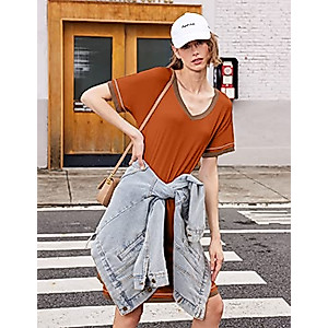 Ekouaer Women's Sleepshirt Short Sleeve Night Dress Soft Nightgown Loose Sleepwear(Caramel,L)