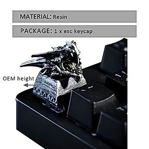 Kelendle Esc Keycap Replacement Resin Handmade - Fire Dragon Keycap OEM Profile Keycap Gaming Keyboard Keycap for Mechanical Keyboard MX Switch DIY Decoration Black