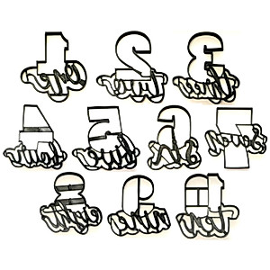 NUMBERS WITH WORDS 1 ONE THROUGH 10 TEN DETAILED NUMBERS SET OF 10 COOKIE CUTTERS MADE IN USA PR1157