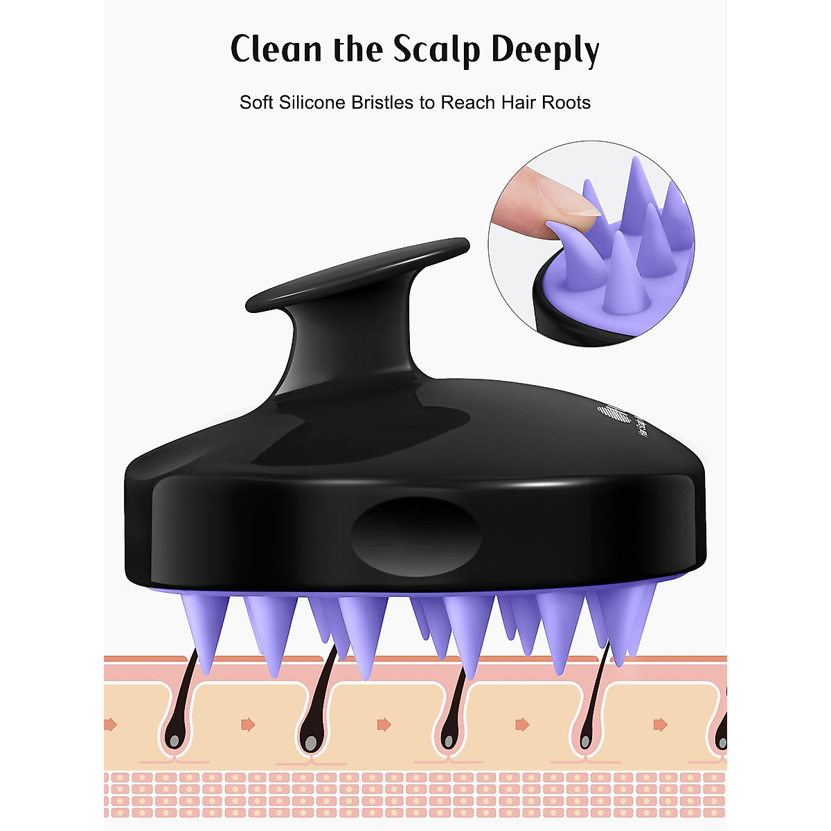 HEETA Hair Scalp Massager Shampoo Brush 2 Pack, Soft Silicone Bristles to Remove Dandruff, Waterproof Hair Scrubber for Both Wet Dry Hair, Suitable for Men & Women (Green & Black)