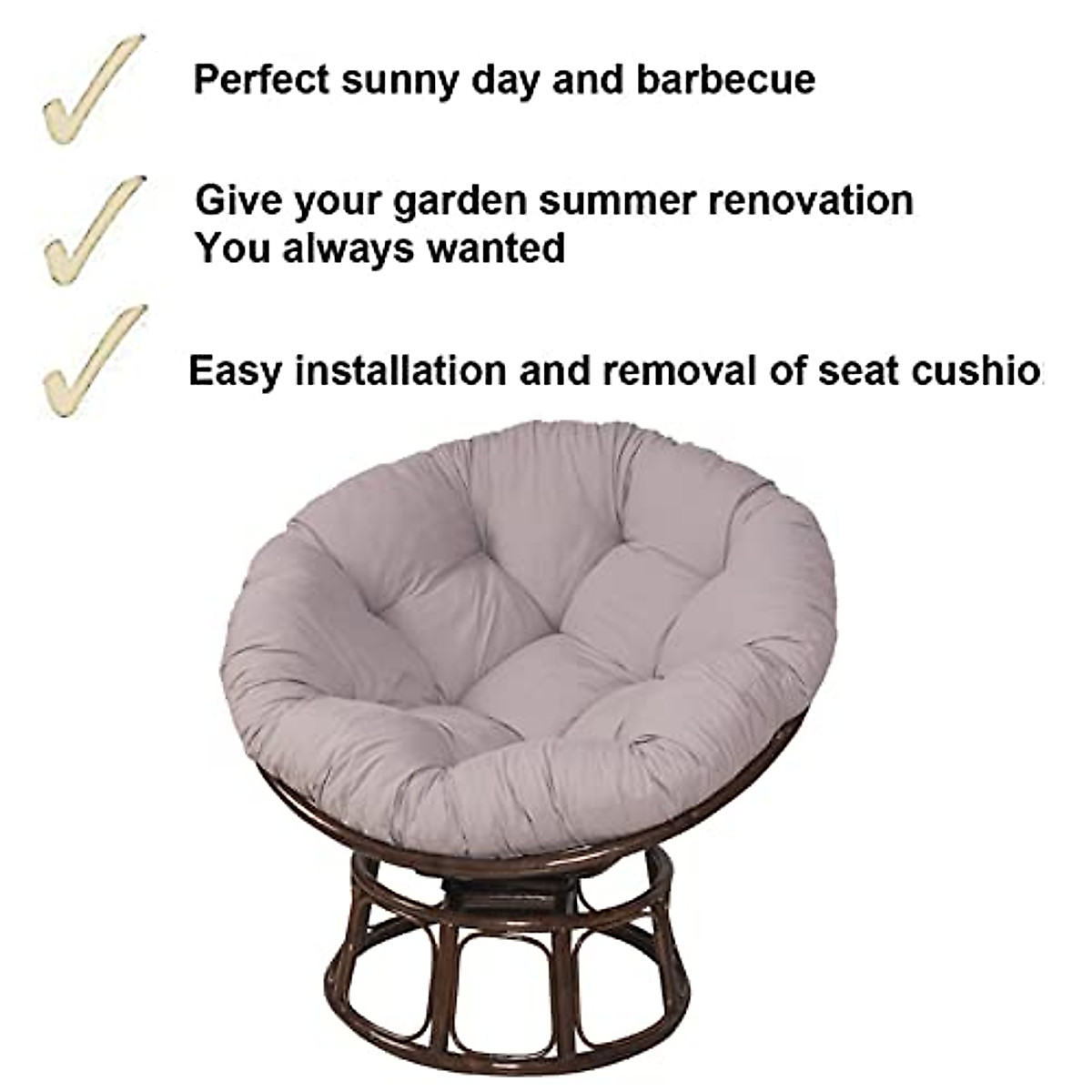 MHUQIA Swing Egg Chair Cushion Replacement, Large Hanging Chair Cushion Only, Waterproof Sun-Resistant Durable Garden Hammock Chair Cushion, Basket Chair Cushion (J 70x70cm)