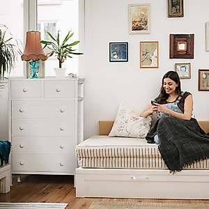 BOLUO White Chest of Drawers for Bedroom Dresser with 6 Drawer Fabric Dressers for Closet Girls Modern