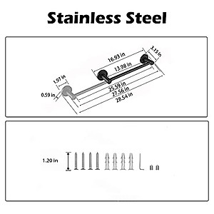 Chihod 1 Piece Single Towel Bar: 17 to 29 Inch Adjustable Towel Rack Wall Mounted - Matte Black Bathroom Accessories - Premium Bathroom Towel Holder - Towel Rod Bath Accessories Set Stainless Steel