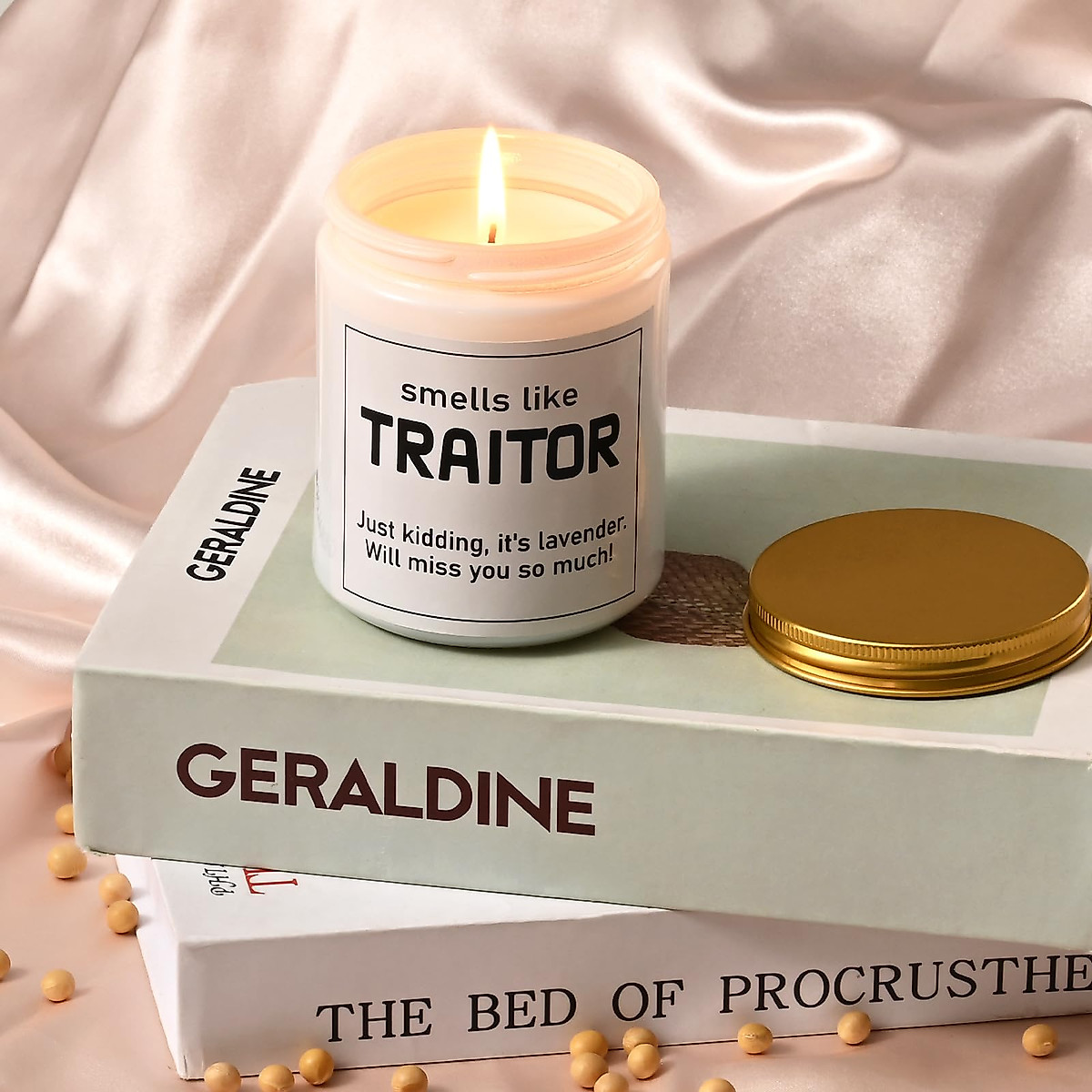 LiqCool Farewell Gifts for Coworkers, Coworker Leaving Gifts, Funny Goodbye Going Away Retirement Lavender Scented Candle for Women Friends Boss(7 Oz, White)