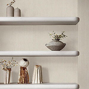 TANONE Grasscloth Peel and Stick Wallpaper 17.7 x118 Self-Adhesive Removable, Faux Imitation Cloth Textured Wallpaper DIY Contact Pape Waterproof Vinyl Film for Furniture Wall Covering,Beige