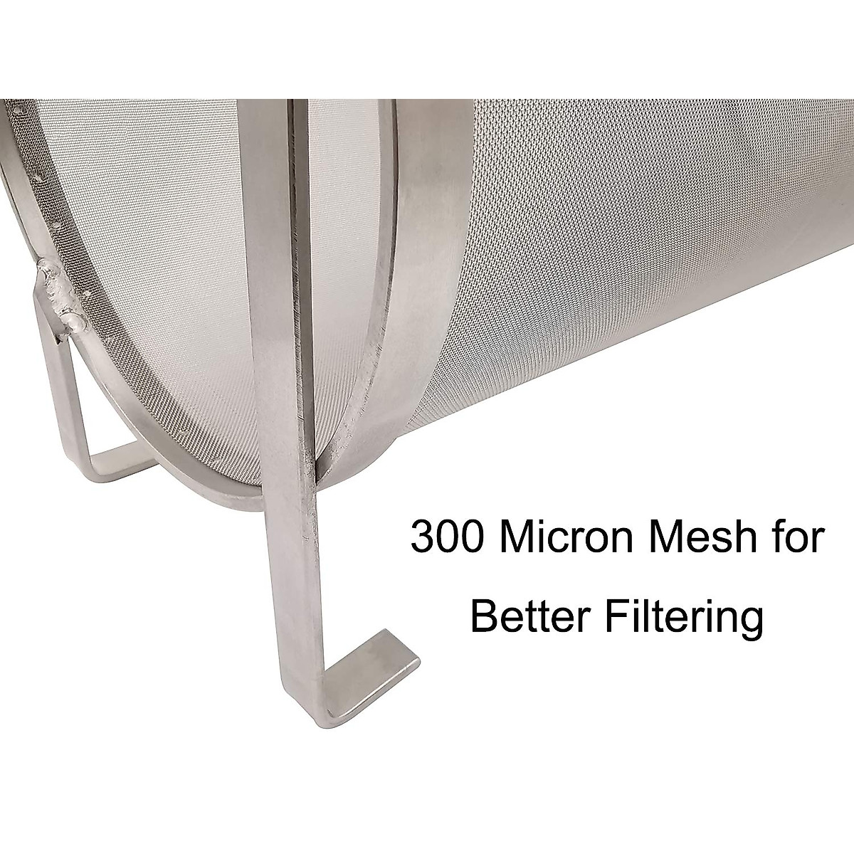 Hop Hopper Spider Strainer Basket Filter for Homebrew Hops Beer & Tea Brewing Bucket Fermenter Kettle, 304 Stainless Steel 300 Micron Mesh - 6" x 14"