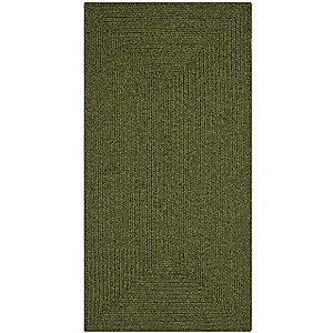 SAFAVIEH Braided Collection 2'3" x 12' Green BRD315A Handmade Country Cottage Reversible Runner Rug