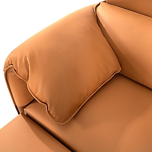 Naomi Home High Back Sectional Sofa, Pet-Friendly and Easy to Clean Oversized L-Shaped Sofa with Ottoman, Convertible Couch with Headrests and Armrest Pillows for Living Room or Apartment, Caramel