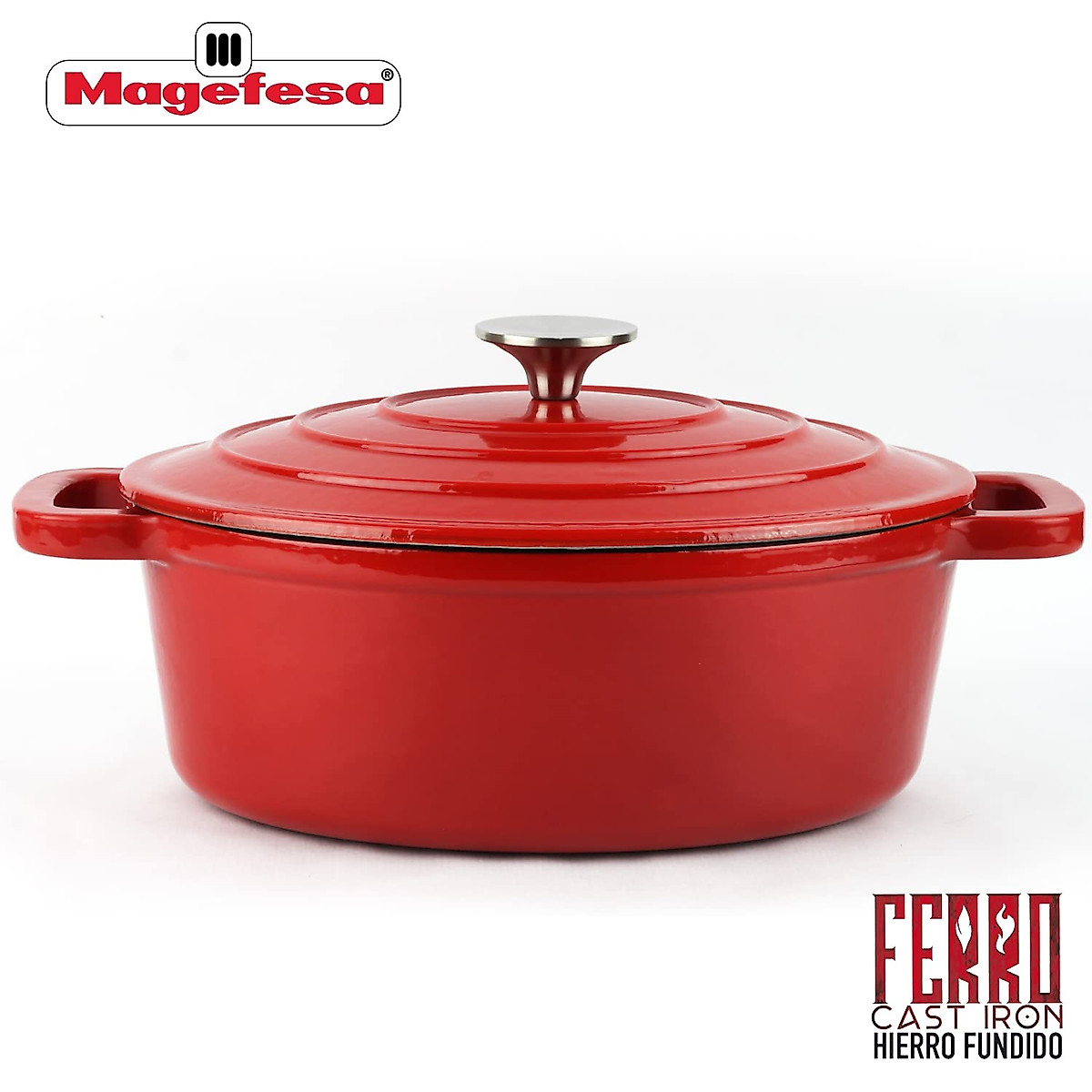MAGEFESA FERRO 6.2 Qt Enameled Cast Iron Dutch Oven with Lid, Superior Heat Retention & Distribution, Compatible with All Cooktops, Induction & Oven Safe, Energy-Efficient, Easy to Clean, Durable