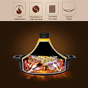 Tagine Cooking Pot, Braiser Pan with Ceramic, 1.2L/1.8L, Tagine Cooking Pot Home Soup Pot Slow Cooker, Multipurpose Use for Home Kitchen or Restaurant Ceramic / 1.2L