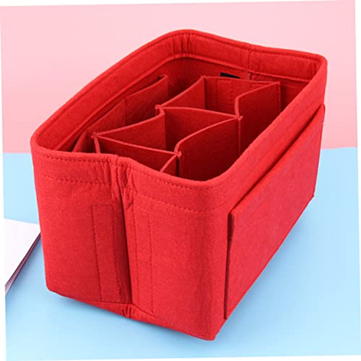 Cabilock Liner Bag Diapers Red Felt Cosmetic Bag Multip-pockets Cosmetic Bag Foldable Storage Bag Felt Storage Bag