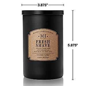 Manly Indulgence Fresh Shave Jar Candle 22 oz - Musk, Vanilla & Bergamot - Woodsy Amber & Cedarwood - Up to 120 Hours Burn - Soy Blend Wax, USA Poured