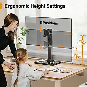 Perlegear Monitor Stand, Freestanding Monitor Mount for 13-34 inch Screens with 360 Degree Rotation, 5 Height Settings, Adjustable Monitor Desk Riser with Swivel and Tilt, Max VESA 100x100mm, PGTVS29