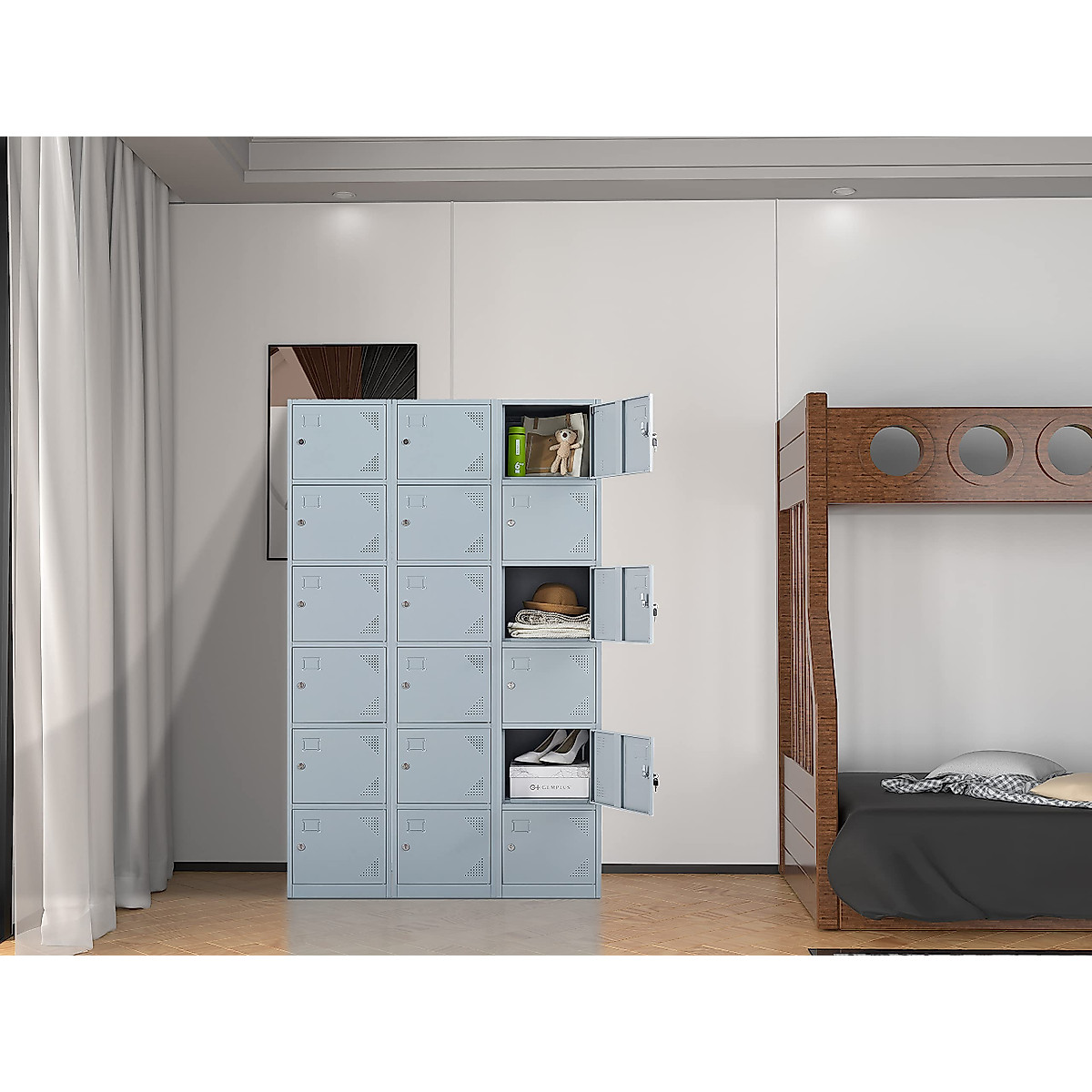 BYNSOE Metal Locker 2 Doors 71" Employees Locker Storage Cabinet Locker School Hospital Gym Locker Requires Assembly (Grey, 2 Doors)