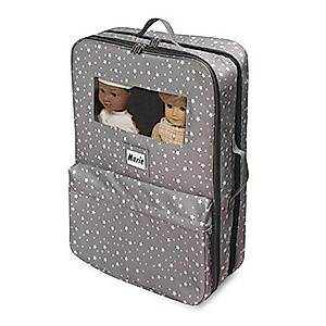 Badger Basket Pack Pretty Double Doll Carrier with Two Sleeping Bags for 18 inch Dolls - Gray/Stars