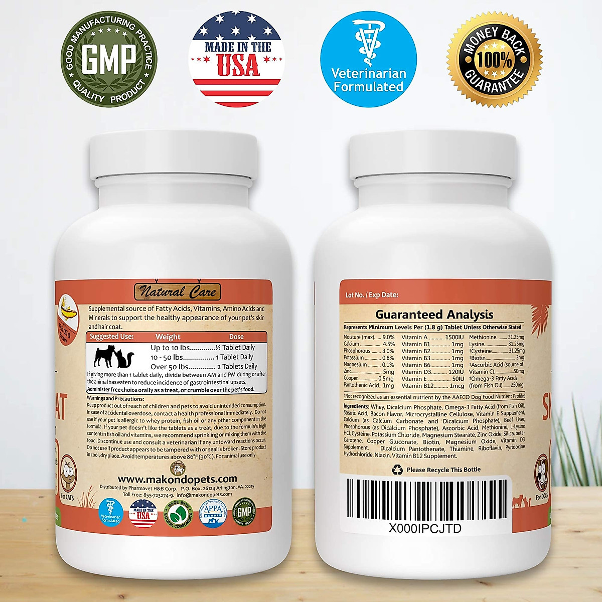 Skin and Coat Supplement with Fish Oil and Omega 3 for Dogs and Cats - Dog Itch Relief Pet Supplement for Shedding, Dry Itchy Skin and Allergies - Dog Allergy Treatment Vitamins (60 Chewable Tablets)