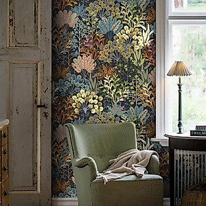 Vintique Boho Wallpaper Peel and Stick Dark Floral Wallpaper Self-Adhesive Contact Paper Removable Waterproof Botanical Wallpaper for Bedroom Cabinets and Home Décor 17.3in x 9.8ft