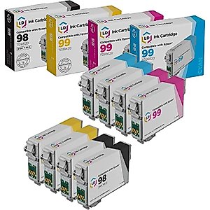 LD Products Remanufactured Ink Cartridge Replacement for Epson 98 & 99 High Yield (8 Set - 2 Black, 2 Cyan, 2 Magenta, 2 Yellow) Compatible with Artisan 700, 710, 725, 730, 810, 835, 837