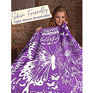 InnoBeta Purple Butterfly Gifts for Butterfly Lovers for Women & Girls, 50"x 65" Flannel Throw Blanket, Perfect for Birthday, Christmas, Mother's Day