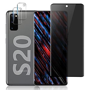 LETANG [1+2Pack] Galaxy S20 5G Privacy Screen Protector with Camera Protector, Anti-Spy,9H Hardness,Bubble Free, 3D Full Coverage Tempered Glass Screen Protector for Samsung Galaxy S20 (6.2 inch)