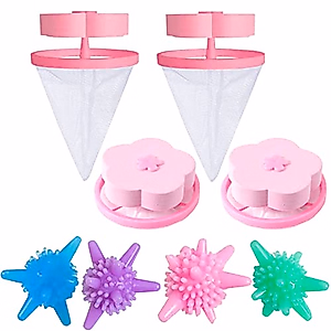 4 washing machine filter bags and 4 additional laundry friction balls Laundry bags, laundry net fleece mesh bags are reusable