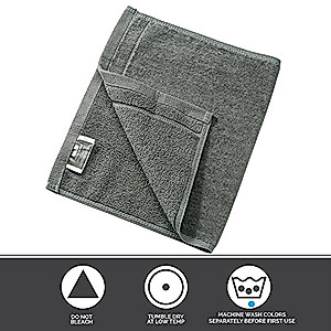 Personalized Initial Fingertip Towels - 2 Pack 11 x 18 Inches - Silver Embroidery On Gray Towel, Modern Monogrammed Towels, Great Initial Gift for Women, Teachers, Friends, Bridesmaids Initial M