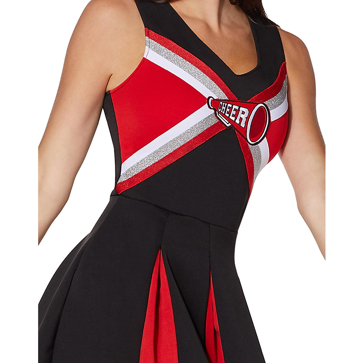 Spirit Halloween Adult Black and Red Cheerleader Uniform Costume - L | Cheerleader Outfit
