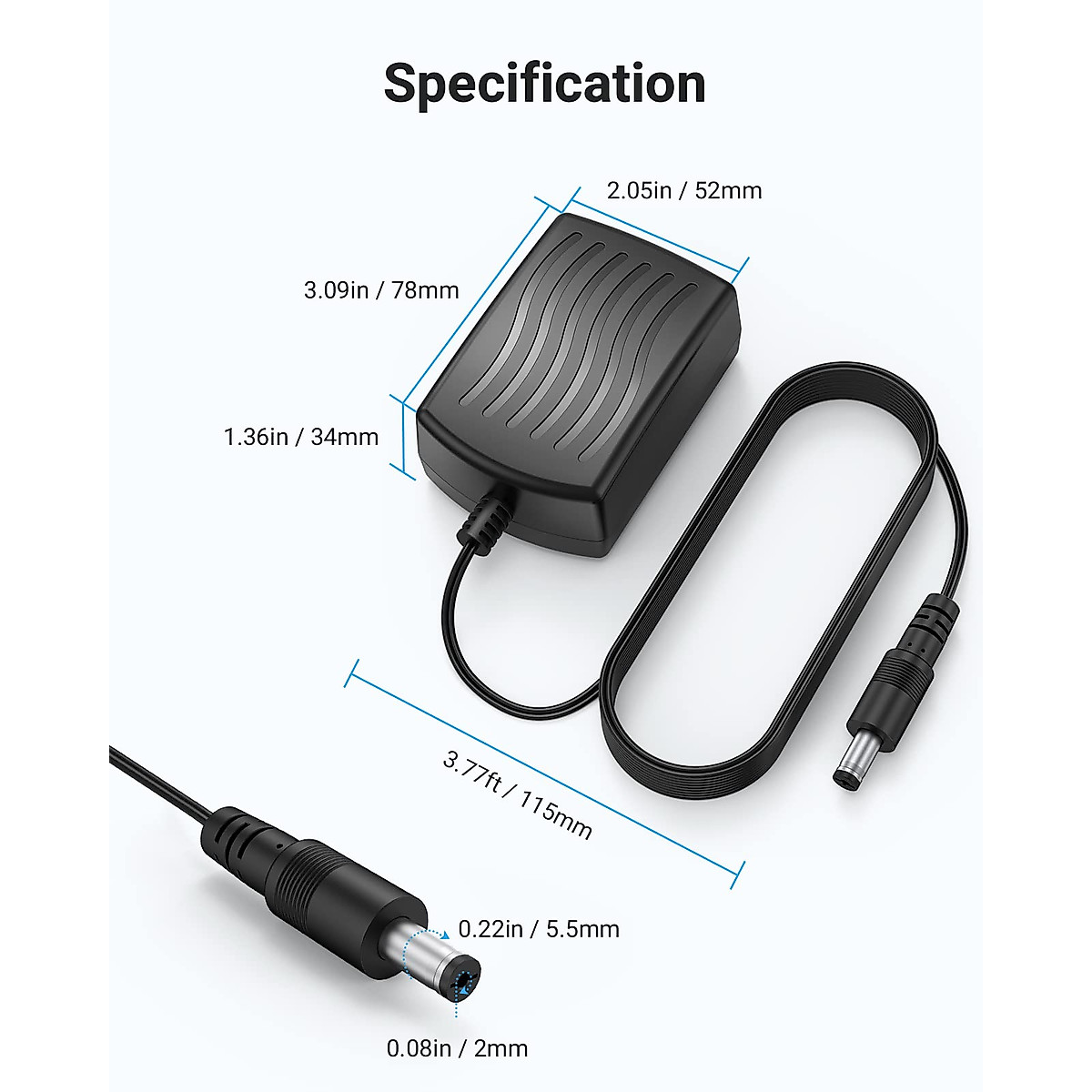 ANNKE Security Power Adapter Supply AC to DC 12V2A and 1-to-4 Splitter Power Cord for CCTV Surveillance Camera DVR System