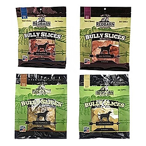 Redbarn Bully Slices for Dogs | Highly Palatable, Long-Lasting Natural Dental Treats with Functional Ingredients, 9 oz. (Pack of 4) - Variety Pack