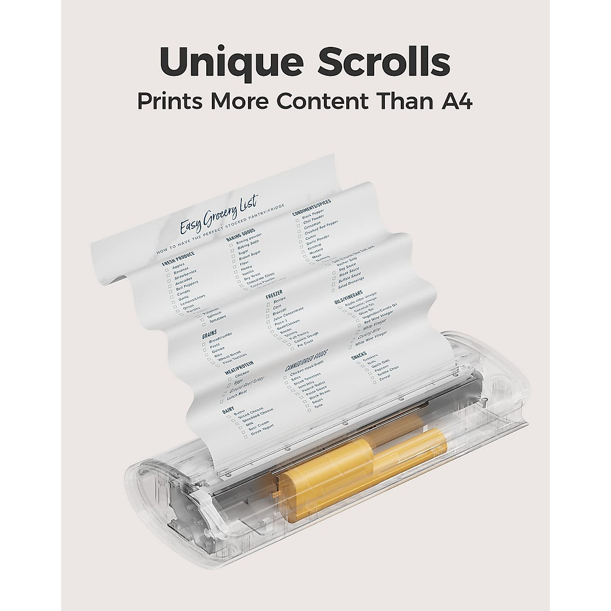 Wireless Bluetooth Portable Printer, 300dpi A4 Thermal Printer, Paperang Go Travel Printer, Supports 4/8 inch Inkless Printing for Design Sketches, Invoices, Service Reports, and More - White