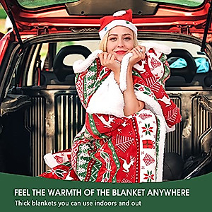 inhand Christmas Blankets and Throws, Holiday Throw Blanket for Couch Soft, Christmas Snow Moose Fleece Sherpa Throw Blanket, Thick Winter Warm Cozy Flannel Deer Blanket (50X60 Inches , Red)