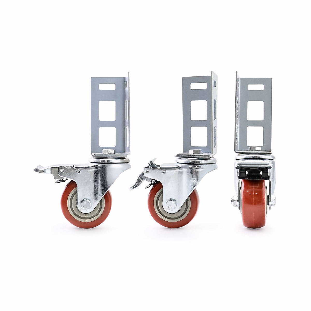 QWORK Storage Rack Caster Wheels, 4 Pack 3" Heavy Duty 500 lb. Max Total Capacity Storage Shelf Accessories, Fit for Boltless Self Locking Shelving Racks