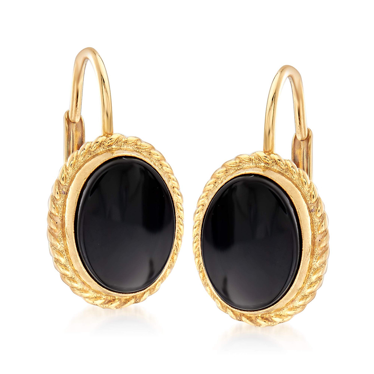 Ross-Simons 8x6mm Black Onyx Drop Earrings in 14kt Yellow Gold