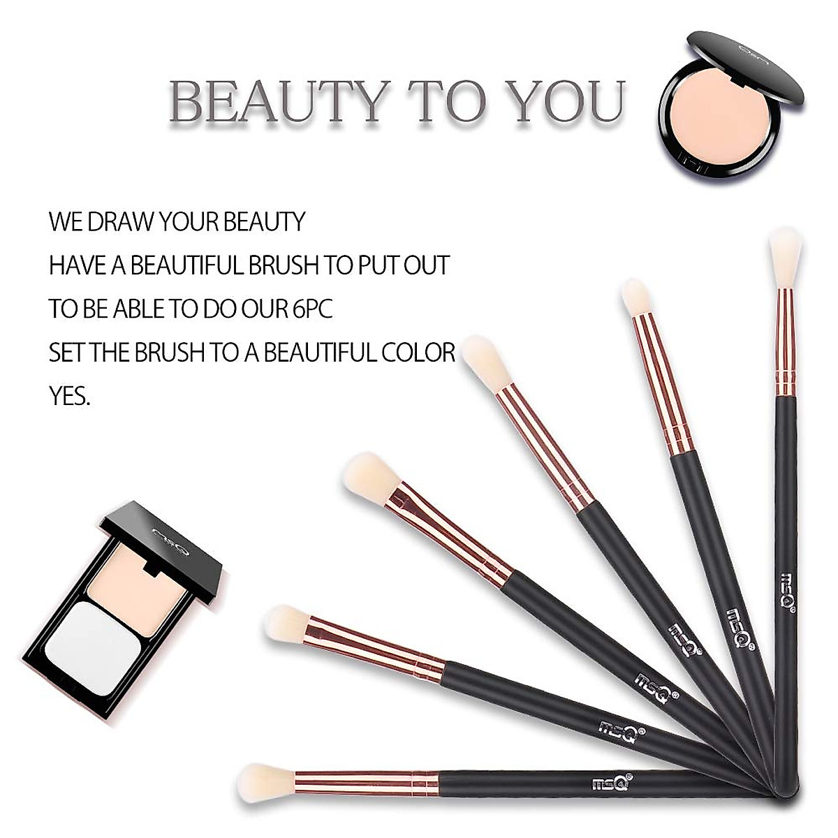 MSQ Eye Brush Set Rose Gold 6pcs Eyeshadow Set Eyebrow Brush Makeup Brushes Eyeliner Brush for Eyeshadow, Eyebrow, Eyeliner, Blending, Concealer, Best for Gifts