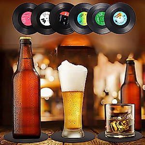 Record Coasters for Drinks, Funny, Absorbent, Novelty 6 Pieces Vinyl Disk Coasters, Effective Protection of The Desktop to Prevent Damage- 4.1 Inch Size by ZAYAD