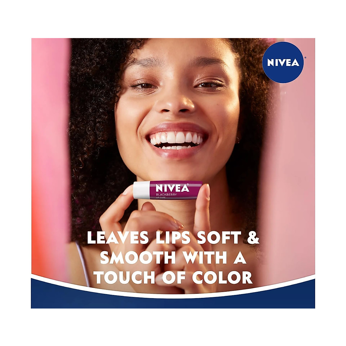 NIVEA Lip Balm, Blackberry Flavored Tinted Lip Balm Stick with Shea Butter and Jojoba Oil, 0.17 Oz, Pack of 1