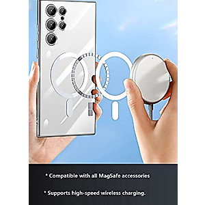 LZGHOYF Galaxy S23 Ultra Case, Clear Case for Samsung Galaxy S23 Ultra Built-in Camera Lens Protector Magnetic Case Compatible with MagSafe Elegant Protection Case Cover - Gold