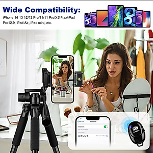 JOILCAN Camera Tripod, Heavy Duty Tripod for Camera, 67" Phone Tripod for Video Recording Photo Vlogging, Aluminum Phone Tripod with Remote & Travel Bag for DSLR Camera Phone Projectors Lasers