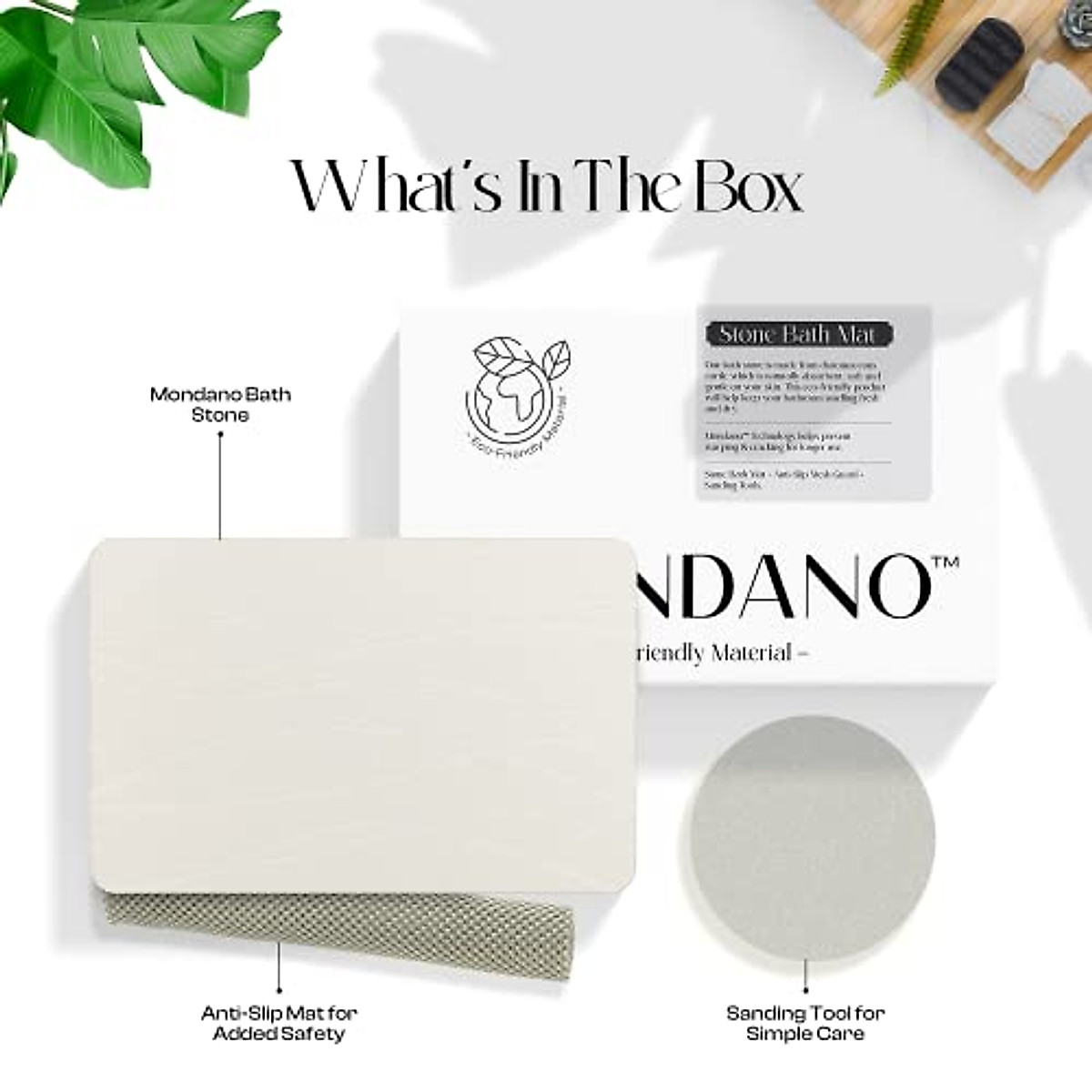 Stone Bath Mat, Diatomaceous Earth Bath Mat Stone - Non-Slip Stone Bath Mats for Bathroom, Fast-Drying Stone Bath Mat, Diatomaceous Earth Bath Stone Mat, Stone Shower Mat (Pebble White)