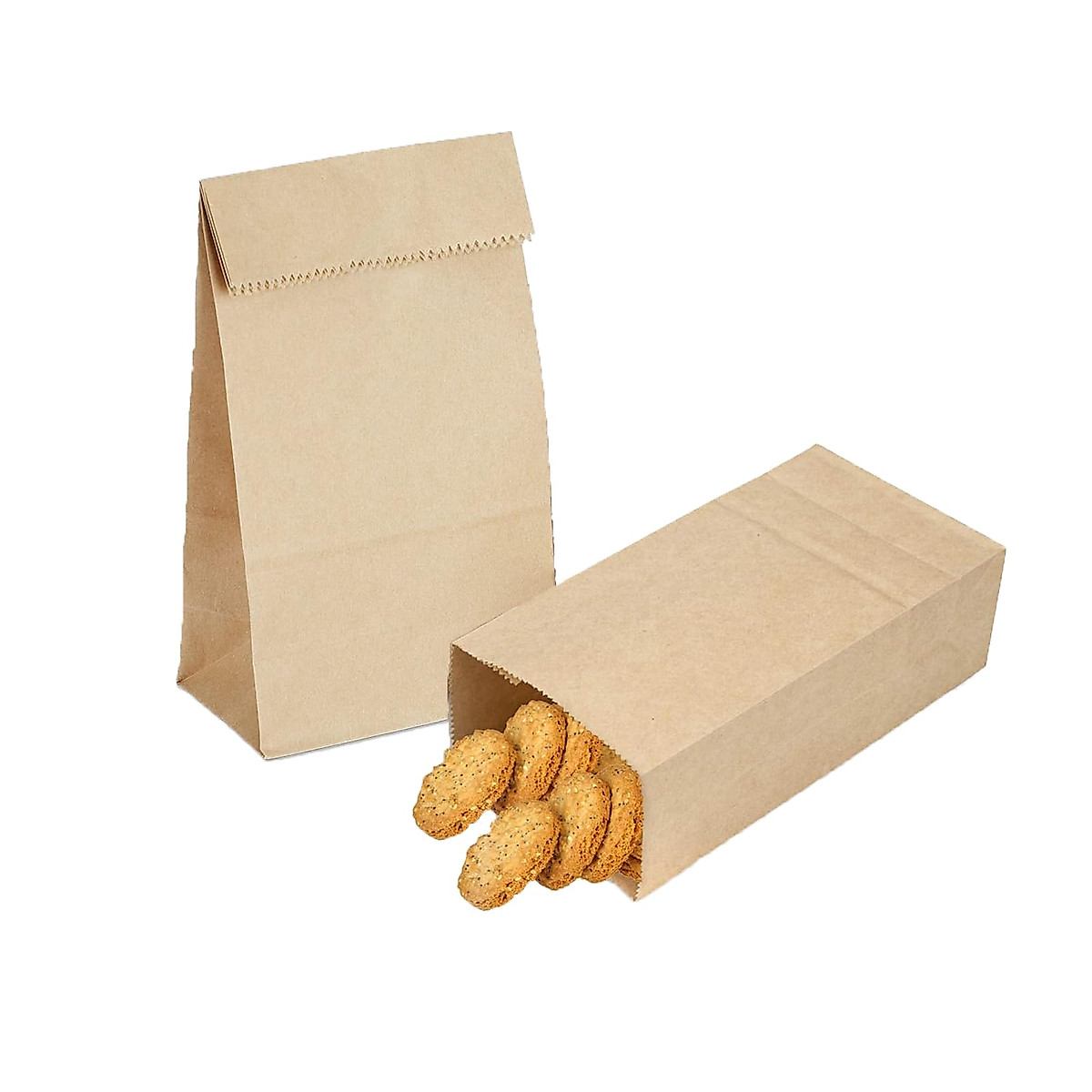 Mini Brown Paper Bags, 50 Pack Mini Kraft Paper Bags 3.5x2.2x7inch Durable Brown Paper Snack Bag Candy Popcorn Treat Bag Party Favor Bags