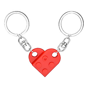 LGOUYGG Matching Brick Keychain for Couples, Cute Heart Shape Keychains Set, Sweet Gifts for Girlfriend Boyfriend Friendship (Red)