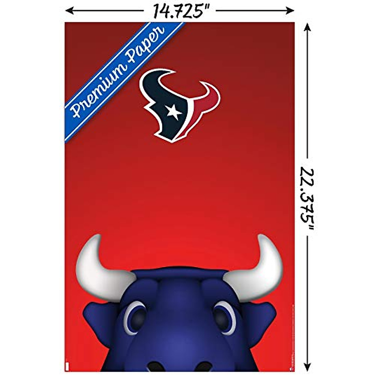Trends International NFL Houston Texans - S. Preston Mascot Toro 20 Wall Poster, 14.725" x 22.375", Premium Unframed Version