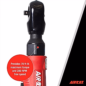 AIRCAT Pneumatic Tools 802: Composite Twin Pawl Ratchet Wrench 70 ft-lbs - 3/8-Inch