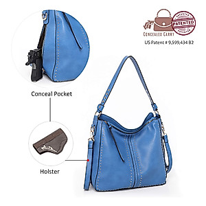Montana West Hobo Bag for Women Large Vegan Leather Purses and Handbags Tote Bags Crossbody Shoulder Bags With Holster MWC-G1001 BLUE