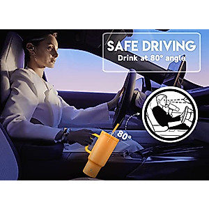 Meoky 40oz Tumbler with Handle, Leak-proof Lid and Straw, Insulated Coffee Mug Stainless Steel Travel Mug, Keeps Cold for 34 Hours or Hot for 10 Hours (Peach)