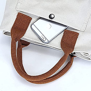 JeHouze Women canvas bags retro casual work handbags Tote lightweight top handle purses (Black)