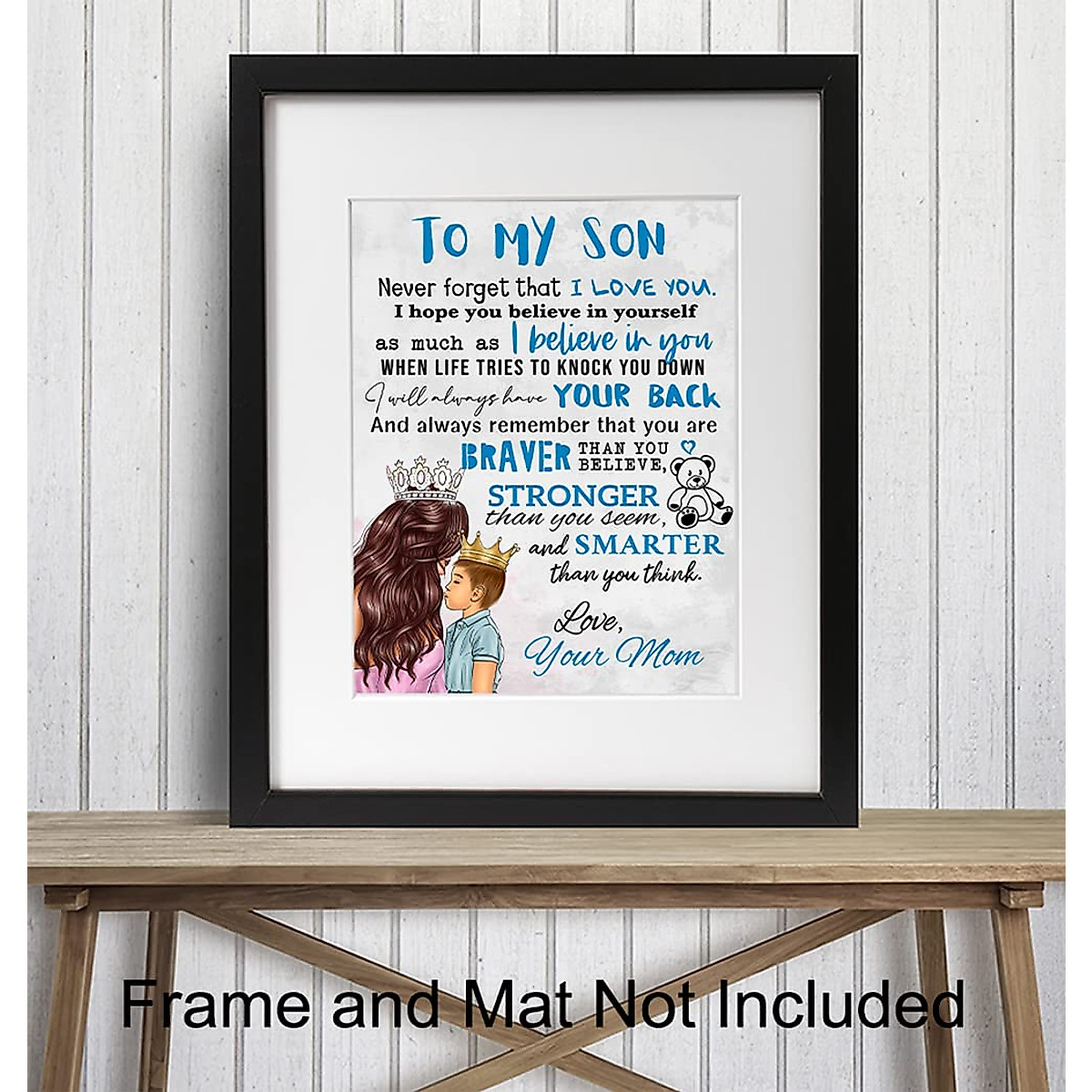 Boys Bedroom Decor - To My Son - Little Boy Kids Room decoration - Baby shower Gift - Blue Nursery Decor - Family Wall Decor Poster - Mom Mother Mexicans Latinx Infant Toddler Child Wall Art & Decor